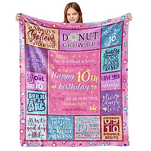 BRITHHAHA 10th Birthday Gifts for Her- 10 Years Blanket 60"X50"- 10 Funny Gift Idea- 10 Year Old Birthday Gifts- Gifts for 10 Year Old Female Women Girl Bestie Sister- 10th Birthday Gift Ideas