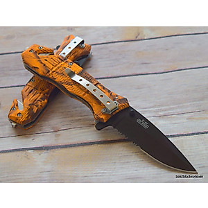 8 Inch Overall Tactical Rescue Stainless Steel Open Folding Pocket Knife With Clip Outdoor Survival Hunting Knife for Camping by Survival Steel