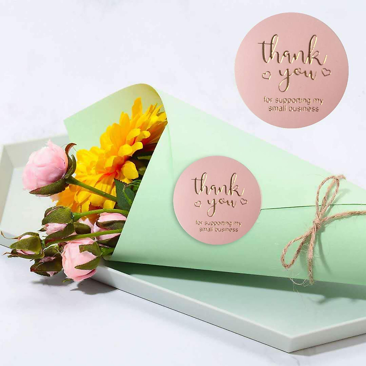 Thank You Stickers Roll,500PCS 1.5" Thank You for Supporting My Small Business Stickers,Pink Foil Thank You Label Stickers for Bubble Mailers,Envelopes,Online,Retail Store,Handmade Goods,Package,