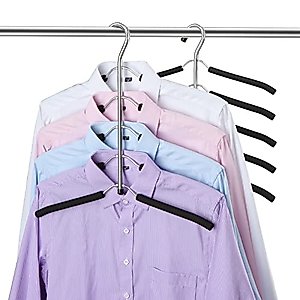 DOIOWN Blouse Tree Hangers Clothes Hangers Non Slip Space Saving Stainless Steel Shirt Hangers Sweater Hangers Coats Hangers Closet Organizer (2, Black)