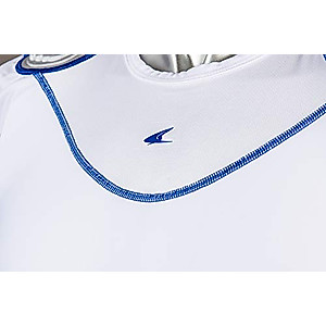 CHAMPRO men Bull Rush Football Compression Shirt with Integrated Cushion System , White, Grey, Large