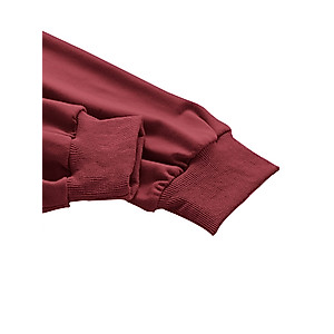 Verdusa Women's Long Sleeve Drop Shoulder Drawstring Crop Hoodie Sweatshirt Wine Red M