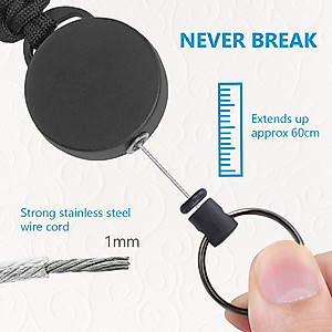 2 Pack Retractable Keychain, Heavy Duty Retractable Badge Holder Reel, Retractable ID Badge Clip Reel with Steel Cable and Carabiner Clip, Badge Reel Carabiner Key Chain