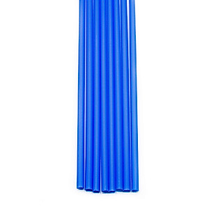 Made in USA Pack of 250 Unwrapped BPA-Free Plastic Slim Extra Long Drinking Straws (Blue - 18" X 0.21")