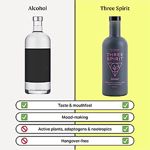 Three Spirit Non-Alcoholic Alternative Spirit- The Livener, 50cl | Energizing with Natural Caffeine, ADAPTOGENS & Watermelon & Ginger | Multi-Award Winning Active botanical, Gluten Free & Vegan Drinks