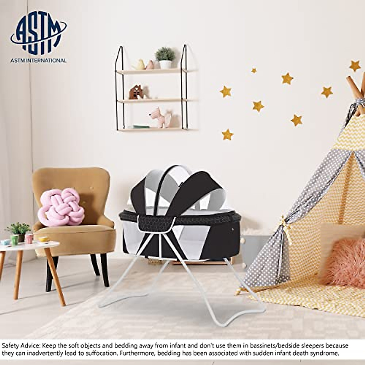 Dream On Me Day Dreamer 2-in-1 Convertible and Portable Bassinet, Black