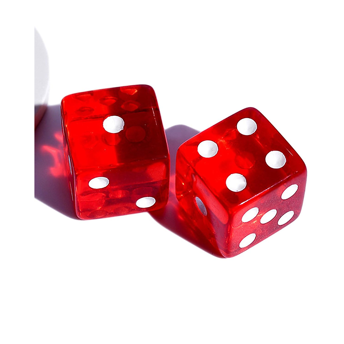 Bluemoona 10 Pcs 19mm 6 Sided Dice D6 RPG D&D Game Transparent Red + Bag Set