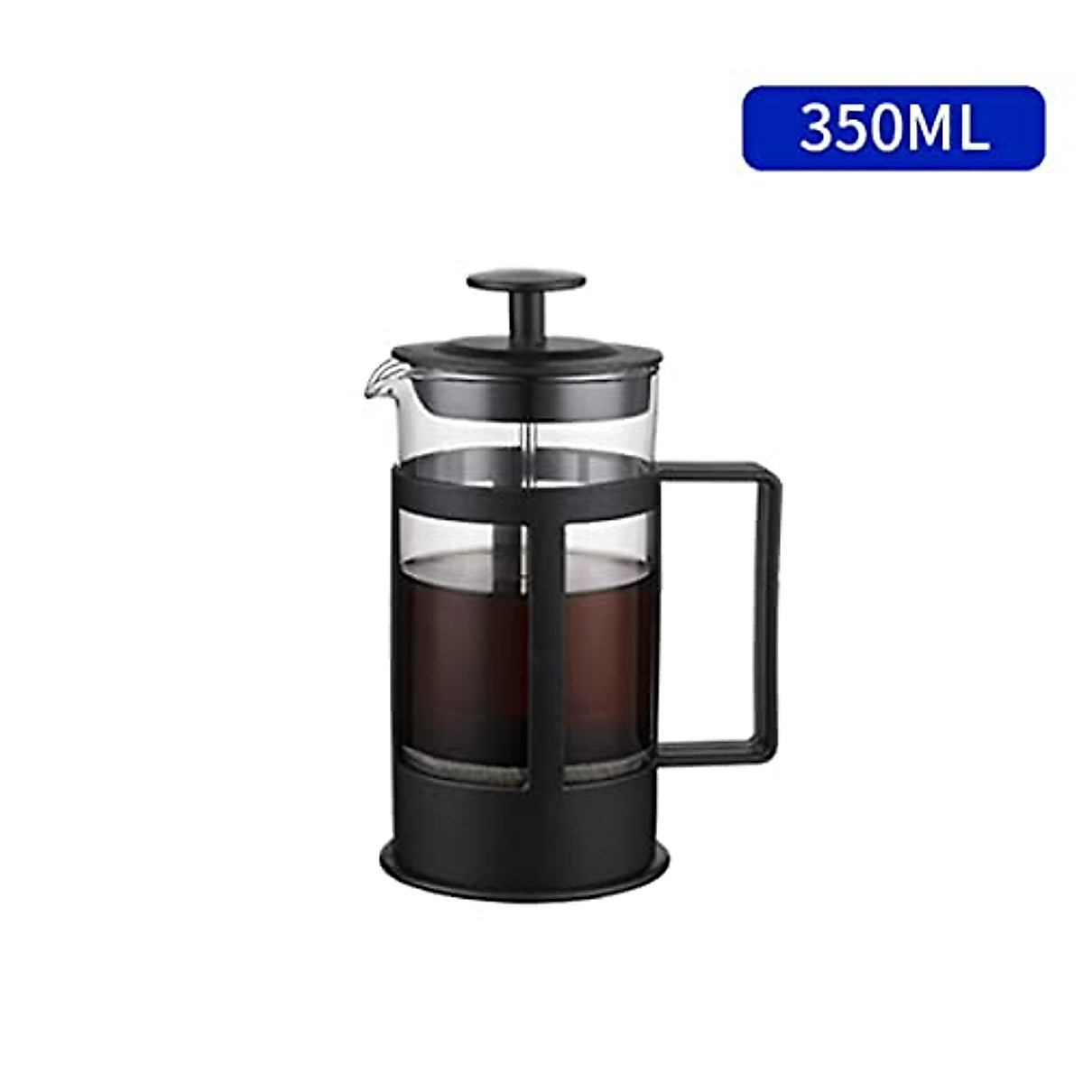 MinLia 350ml 600ml 800ml Rust-Free Borosilicate Glass Stainless Steel Press Glass Thermos for Coffee Drinkwares(350ml)