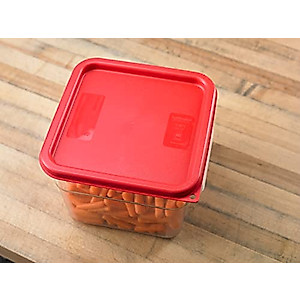 Carlisle FoodService Products Squares Square Food Storage Container Lid with Stackable Design for Catering, Buffets, Restaurants, Proprietary Blend, 6 To 8 Quarts, Red