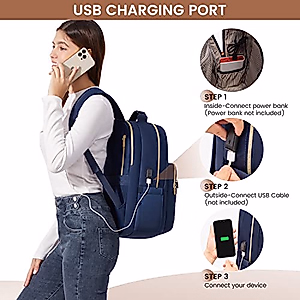 LOVEVOOK Laptop Backpack for Women, Quilted Business Travel 15.6-inch Computer Bag, Doctor Nurse Backpack Purse for Work, Navy