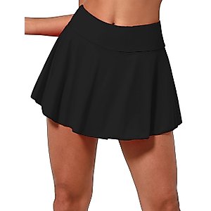 BUBBLELIME 5"/19"/26" XXS-XL Women's UPF 50+ Adjustable Running Skort - Pleated Skirt_Black(1) Medium-5" Inseam