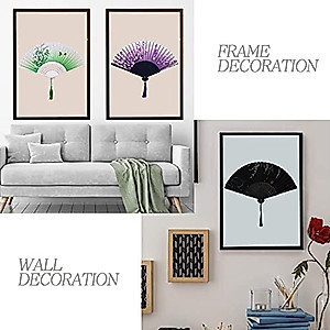 9 Pieces Floral Folding Silk Hand Fan Bamboo Handheld Chinese Style Fabric Folding Fan with Tassel for Wedding Dancing Party Church