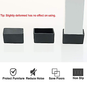 uxcell Rubber Furniture Table Chair Leg Rectangle Shape Foot Covers 40 x 20mm 40pcs Black