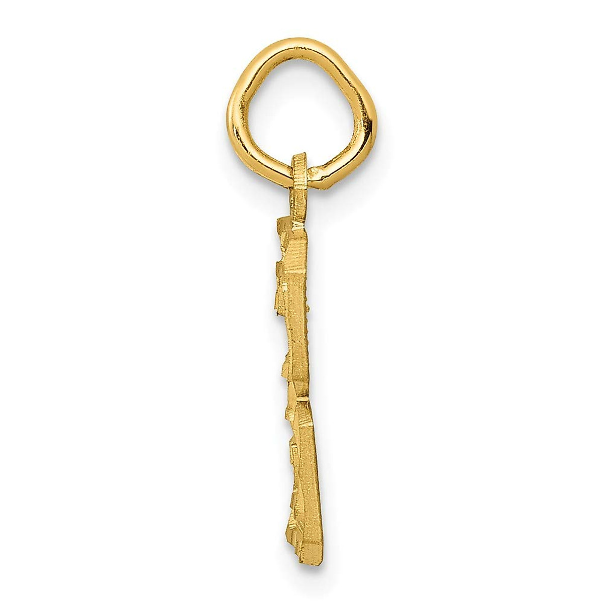 Solid 14k Yellow Gold Casted Small Diamond-Cut Number 3 Charm Pendant - 20mm x 7mm