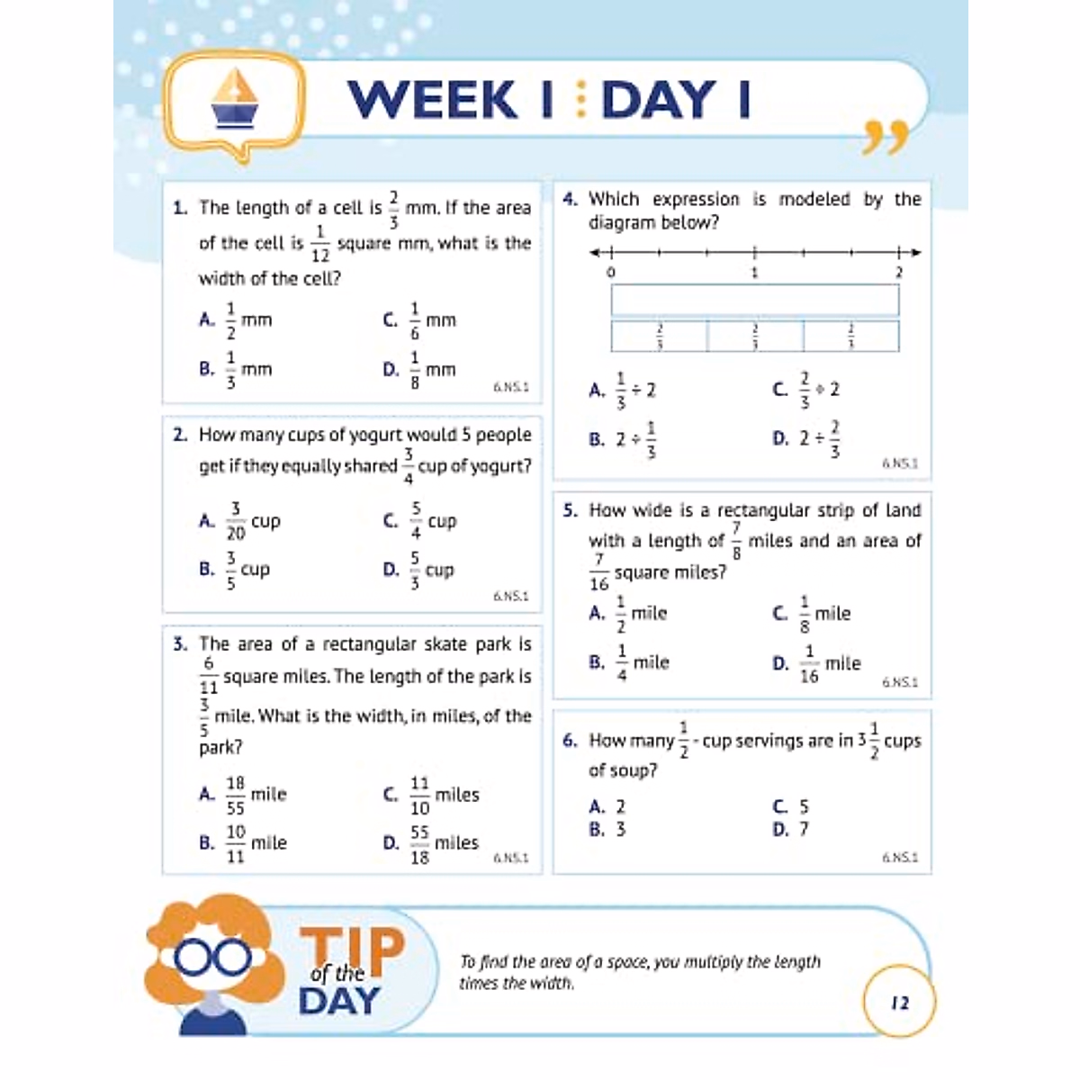 6th Grade Common Core Math: Daily Practice Workbook - Part I: Multiple Choice | 1000+ Practice Questions and Video Explanations | Argo Brothers (Next Generation Learning Standards Aligned (NGSS))