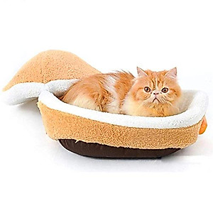 Bed Cat Bed Sleeping Bag Sofas Mat Hamburger Dog House Short Plush Small Bed Warm Puppy Kennel Nest Cushion 1Pcs Green