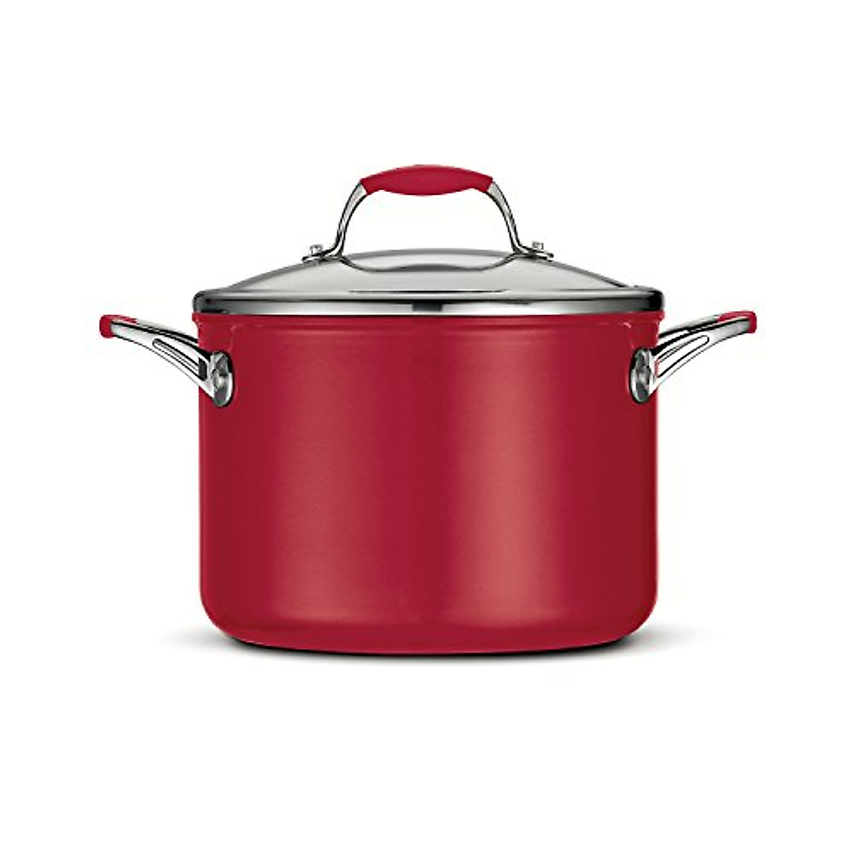 Tramontina Deluxe Covered Stock Pot, Ceramic 6-Quart, Metallic Red, 80110/065DS