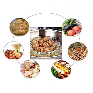 TENTA TENTA KITCHEN Stainless Steel Skimmer Strainer, Wire Skimmer with Spiral Mesh Bamboo Handle Spoon/Ladle for Spaetzle/Pasta/Chips (1pc M Size)