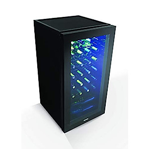 Danby DWC036A2BDB-6 3.3 Cu. Ft. Free Standing Wine Cooler, Holds 36 Bottles, Single Zone Drinks Fridge with Glass Door-Beverage Chiller for Kitchen, Home Bar, in Black