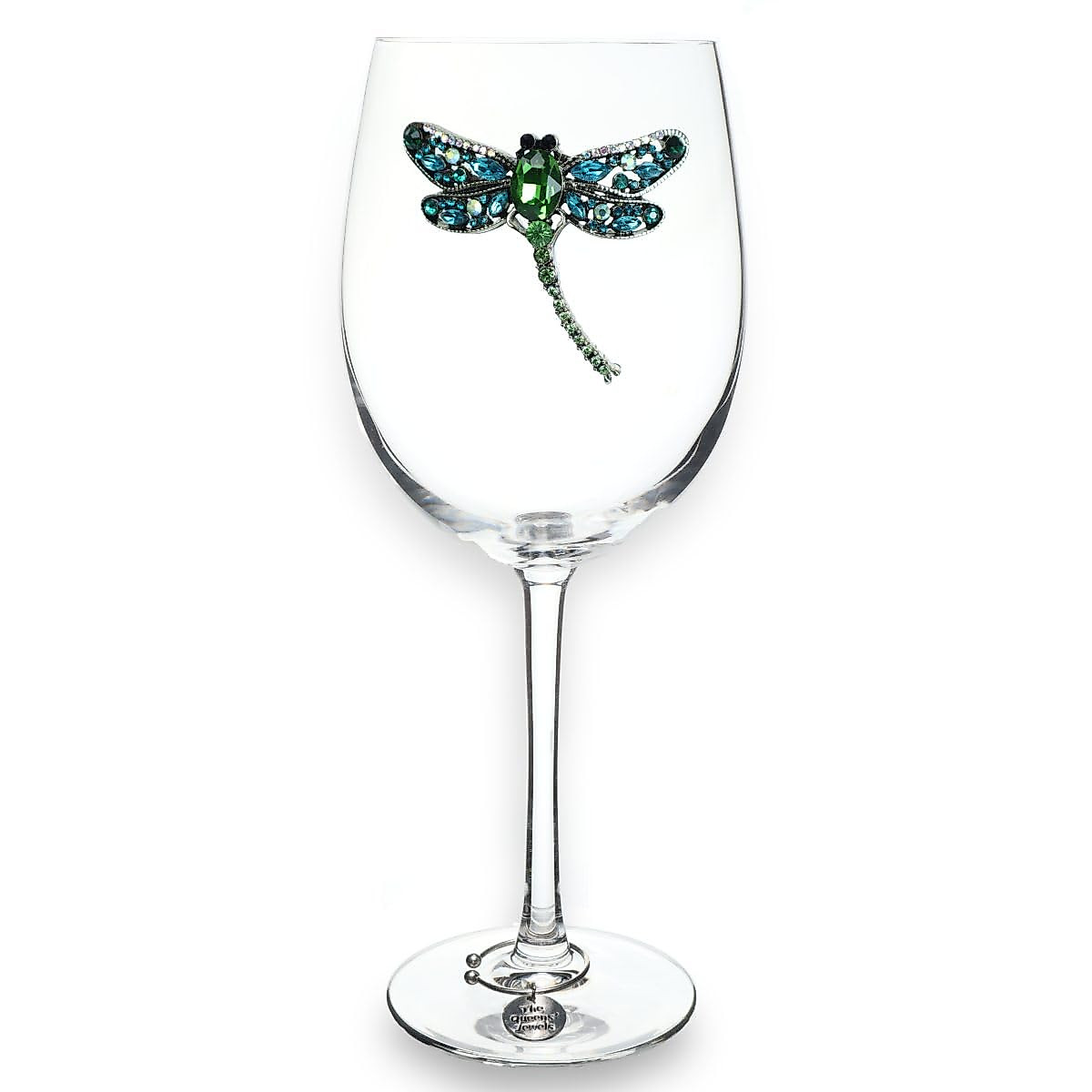 THE QUEENS' JEWELS Dragonfly Jeweled Stemmed Wine Glass, 21 oz. - Unique Gift for Women, Birthday, Cute, Fun, Not Painted, Decorated, Bling, Bedazzled, Rhinestone