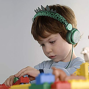 Geekria Headphones for Kids, Volume Limited Adjustable 85DB Kids Headphones Boys, Over On-Ear Headphones with Microphone for Kids for School Birthday Xmas Gift (Green)