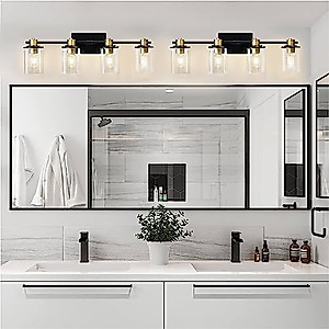 bulbeats 4-Light Gold Bathroom Light Fixtures, Bathroom Vanity Light Fixtures Over Mirror, Gold Bathroom Light Fixtures with Glass Shade for Bathroom Livingroom Kitchen Hallway Cabinet Porch…