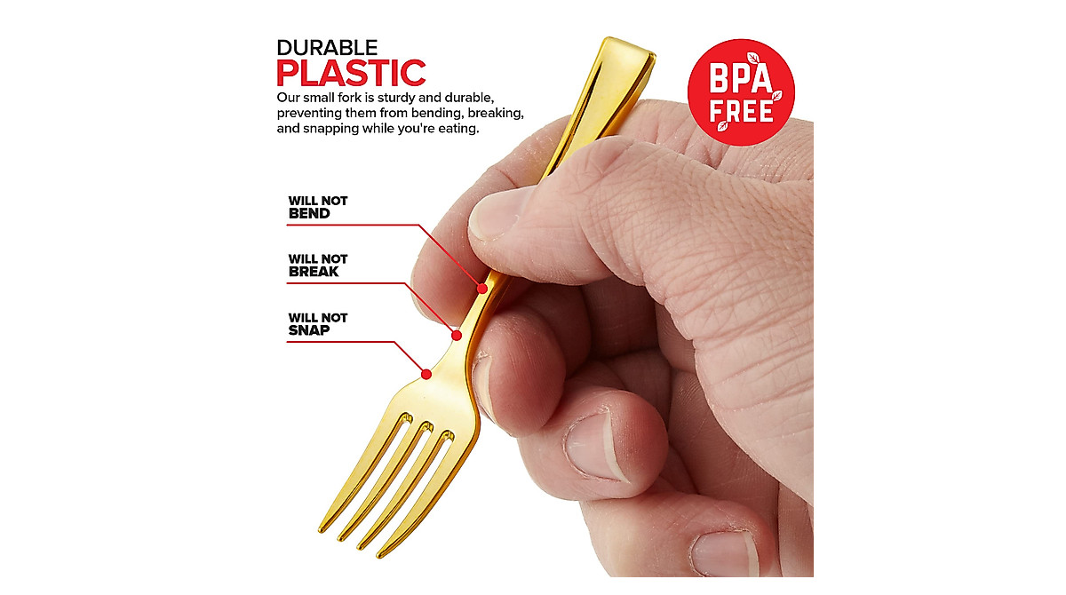 Gold Mini Forks 4 Inch - Elegant Disposable Appetizer Utensils