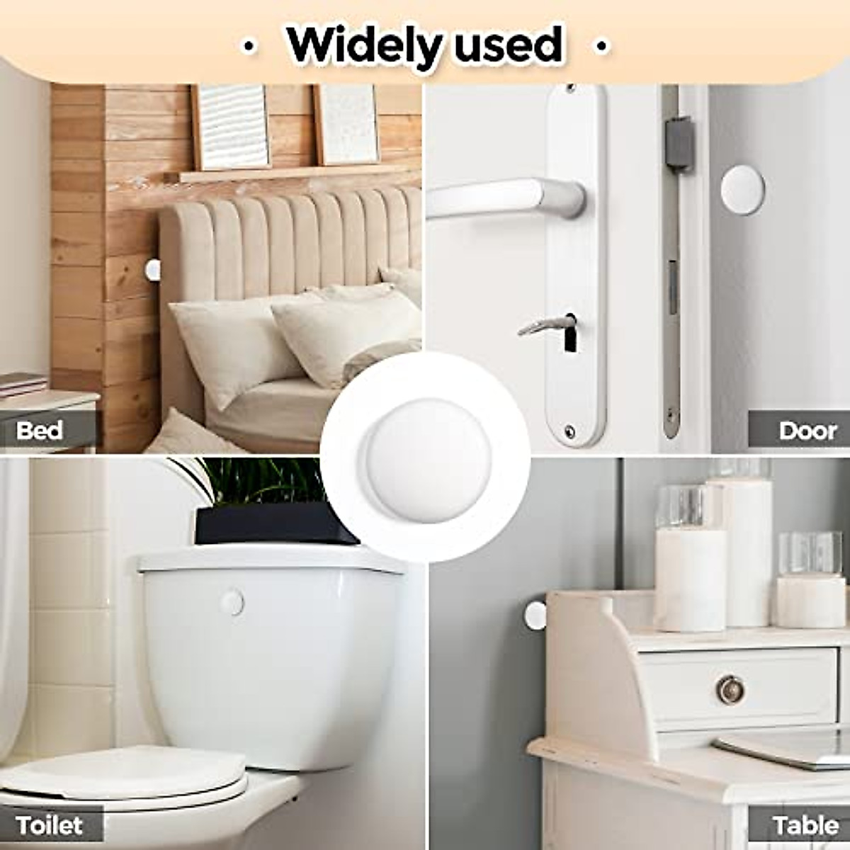 Ravinte Door Stopper Wall Protector 1.57" (12 PCS) Door Bumpers for Walls Self Adhesive Door Handle Bumpers for Kitchen Cabinets (White)