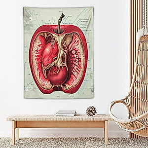 Joint Gou Color Anatomy Tapestry Human Internal Organs Tapestry Red Toxic Apple Tapestry Wall Hanging for Bedroom Living Room Dorm 30"x40"