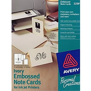 AVERY Avery 3259 Ivory Embossed Note Cards for Ink Jet Printers