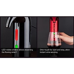 Electric Wine Aerator Pourer and Wine Dispenser Pump with USB Rechargeable Gift (Black)