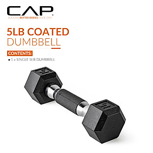 CAP Barbell Coated Dumbbell Weights with Padded Grip, 5-Pound