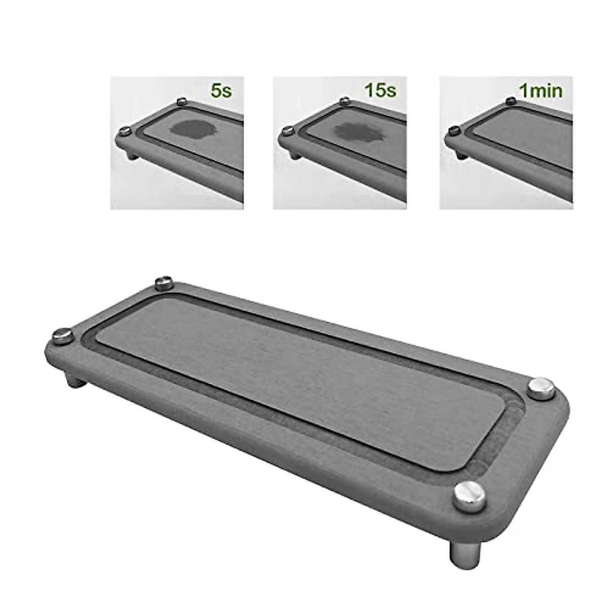 ROBBEAR Kitchen Bathroom Sink Organizer Fast Drying Stone Diatomaceous Earth Water Absorbing Sink Tray for Cup, Soap Bottle, Sponge Holder, Rack for countertop with Stainless Steel Feet (Dark Grey)