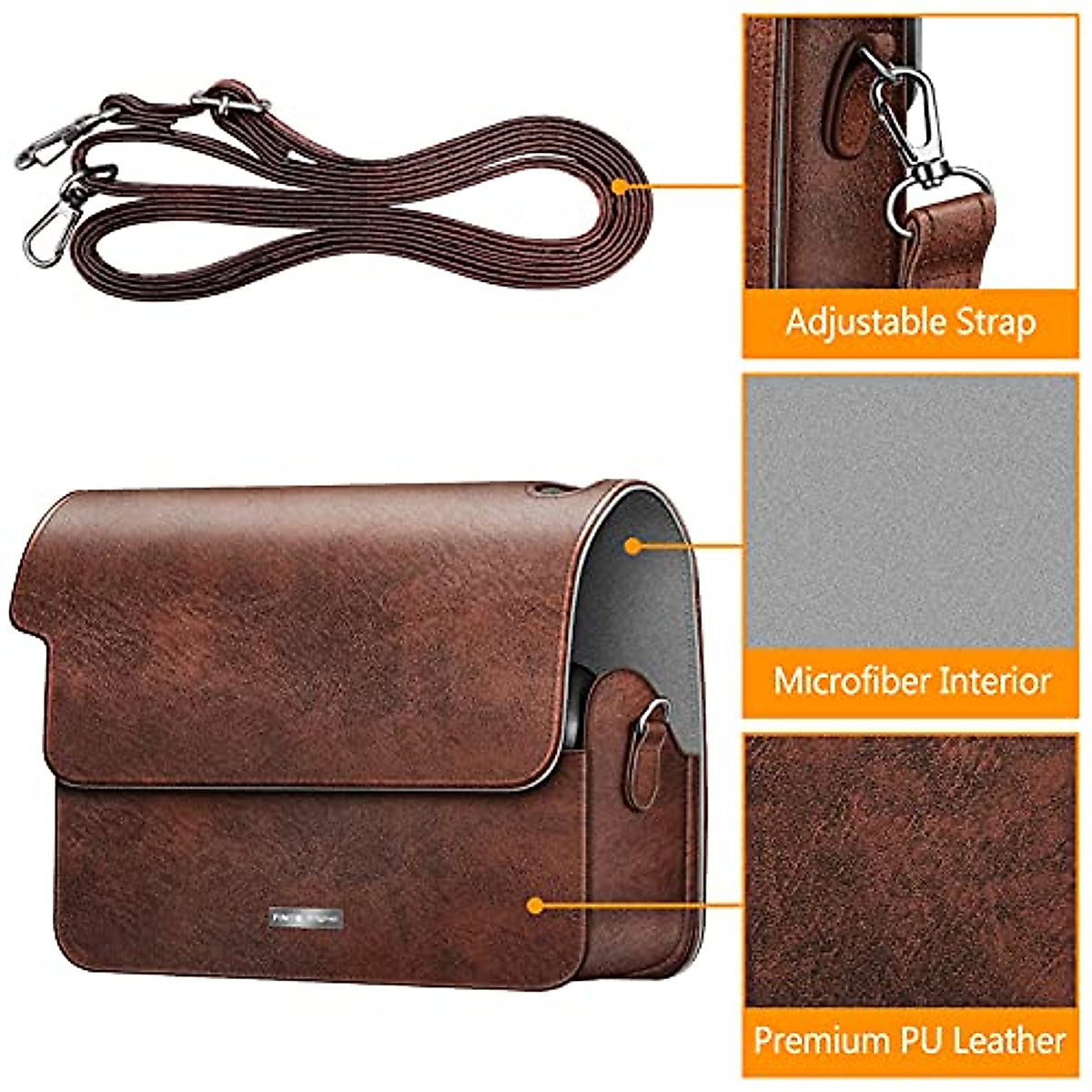Fintie Protective Case for Fujifilm Instax Wide 300 Instant Film Camera - Premium Vegan Leather Bag Cover with Removable Strap, Vintage Brown