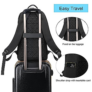 AUGUR Business Slim Backpack for Men Women 15.6 inch Water Resistant Laptop Backpack with USB Charger Computer Notebooks Lightweight Small Backpacks For Travel/Business/Work