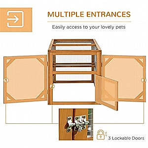 ZSEDP 55" Wooden Chicken Cages, Large Chicken Run with Combinable Design, Poultry Pen, Orange