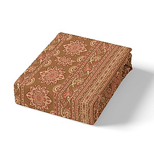 Homewish Paisley Bedding Set 3pcs for Kids Girls Chic Exotic Floral Print Comforter Cover Indian Style Design Duvet Cover Set Soft Polyester Quilt Cover with 2 Pillow Cases(No Comforter) Full Size