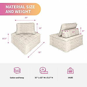 Mixoy Modular Sectional Sofa, Couch for Living Room Office Apartment Resting,1 PCS DIY Combination Oversized Sleeper Sofa Bed, Comfy Floor Couch | Beige