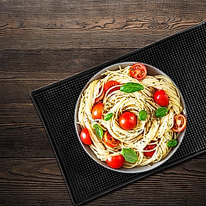 WISHMART Black Bar Mats Set of 2 (12x6 Inches) | Drying, Durable and Stylish Spill Mats for Bars, Restaurants, Coffee Shops, Bar Mats for Countertop and Table Top, Non-Spill & Non-Toxic Mats