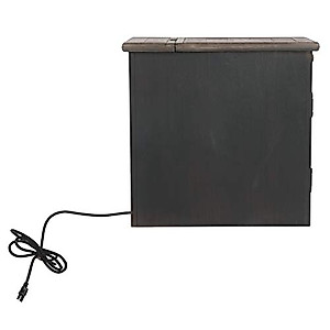 Signature Design by Ashley Tyler Creek Rustic Chair Side End Table with Pull-Out Tray & USB Ports, Brown