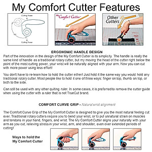 TrueCut Rotary Cutter Set - 3 Items: Large TrueCut Quilting Ruler (24.5-Inch by 6.5-Inch), Medium TrueCut Quilting Ruler (12.5-Inch by 6.5-Inch) and My Comfort Cutter Ergonomic Rotary Cutter (45mm)