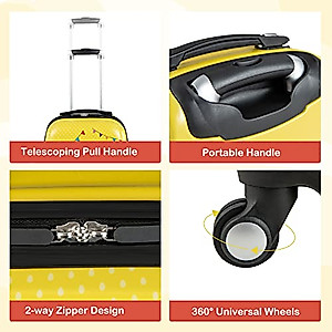 INFANS Kid Luggage Set, 12’’ Travel Backpack and 18’’ Carry on Suitcase with Rolling Spinner Wheels for Children Boys Girls, 2 Pcs Trolley Case Gift for Toddlers, Unicorn