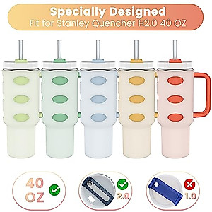 OUTXE Silicone Boot for 40oz Stanley Quencher, Water Bottle Boot Sleeve for Stanley Cup H2.0 Tumbler, Stanley Bottom Protector Accessories, Clear Translucent