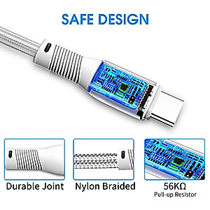 10FT 2Pack USB-C to USB C Cord,Long Charger Cable for Samsung Galaxy S22/S22 Plus/S22 Ultra/S21/S21 FE/S23/S23+/S23 Ultra/A52 5G/A53 5G/S20,Tab S7/S8,Pixel 6 7 Pro/4A 5G/5 5A,60W Fast Charging Charge