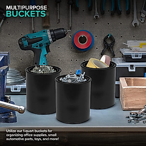 1-Quart Plastic Paint Bucket (3 Pack) - Triple Lock Airtight Seal - Minimizes Skimming - Rust Proof - Odor & Chemical Resistant - 32 Fl Oz All-Plastic Paint Can with Snap On Lid - Stock Your Home