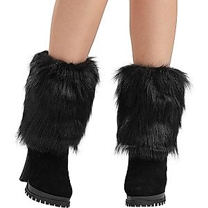 Nanxson Women Short Fur Leg Warmer Short Boot Sleeves TTW0071 (Black)