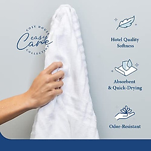 Cosy House Collection Luxury Rayon Derived from Bamboo Blend 2-Pack Towel Set - Ultra Soft, Absorbent and Quick Drying - Plush Cotton Hotel Spa Quality - 15" x 26" (Hand Towel, White)