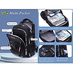 Camo Boys Rolling Backpacks for Kids School, Capacity Wheeled Bookbags Elementary School Bags Back Packs with 6 Wheels