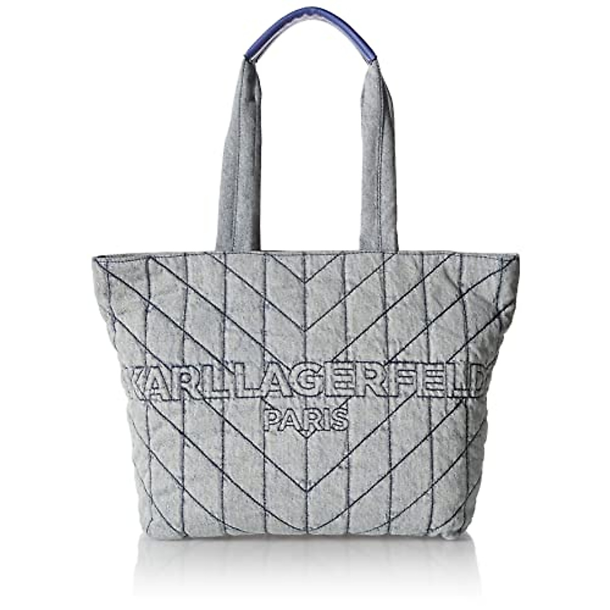 Karl Lagerfeld Paris womens Agyness Quilted Flap Crossbody, Blue Denim Maybelle Slg, One Size US
