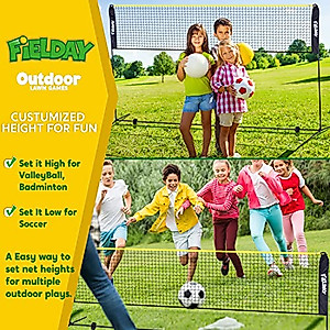 JOYIN Badminton Pickleball Net, 17 Ft Adjustable Portable Net for Junior Tennis, Kids Volleyball & Soccer Tennis, and Backyard Games - Easy Setup Sports Net with Poles (17 ft)